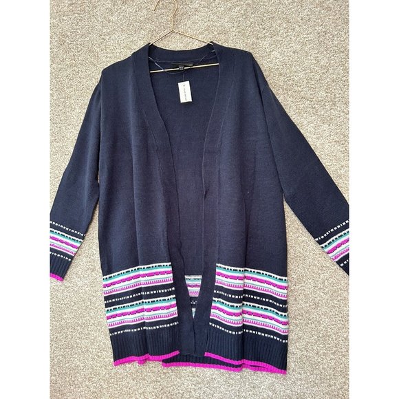 Lane Bryant | Sweaters | Lane Bryant Long Sleeve Navy Blue Pattern Open ...